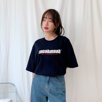 【翌日発送】muah muah ムーアムーア THE WAY MUAH PRINTING T-SHIRT 韓国ブランド正規商品 MUAH ROGO半袖Tシャツ