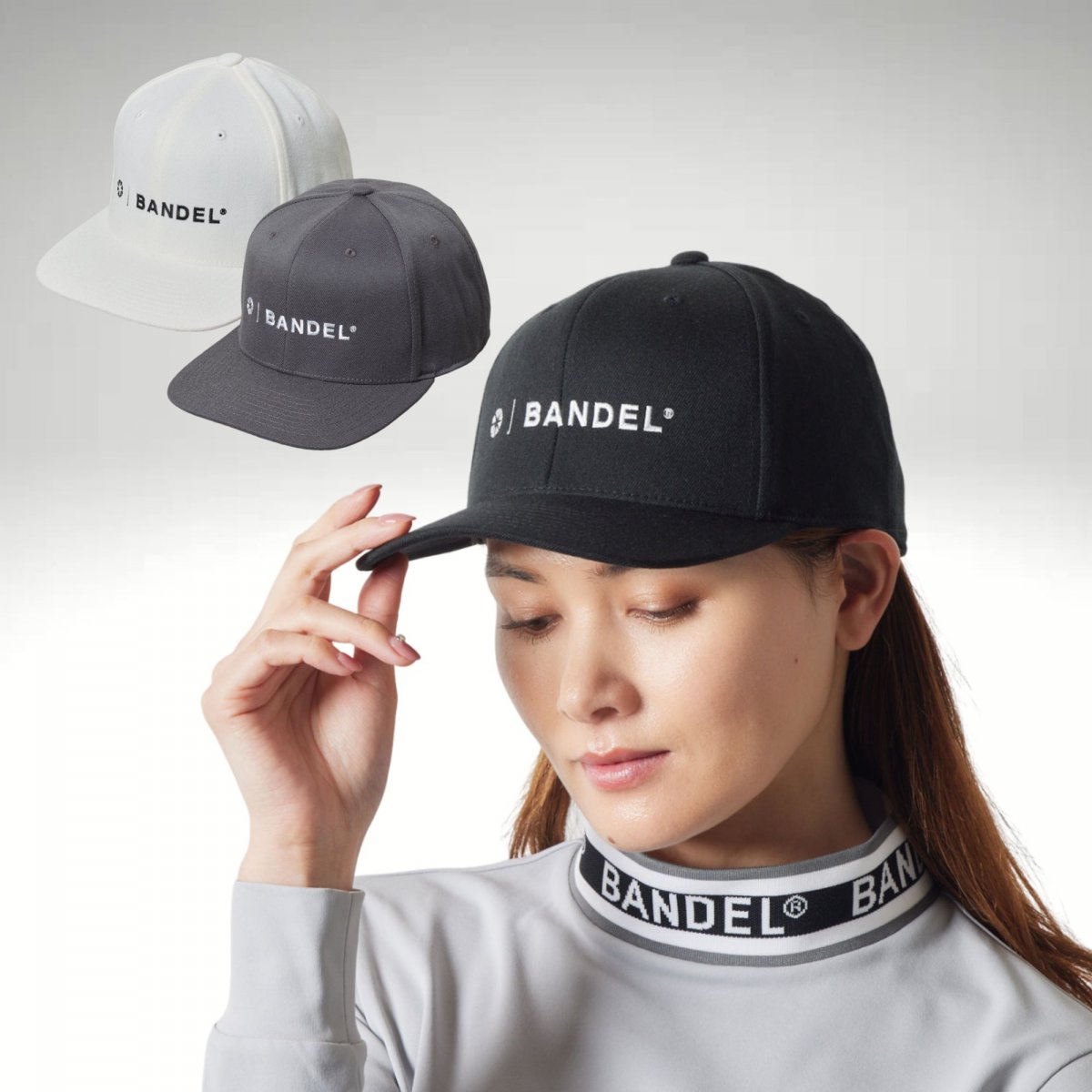 BANDEL ESSENTIAL LOGO FLATVISOR CAP / バンデル エッセンシャル ロゴ フラットバイザー キャップ