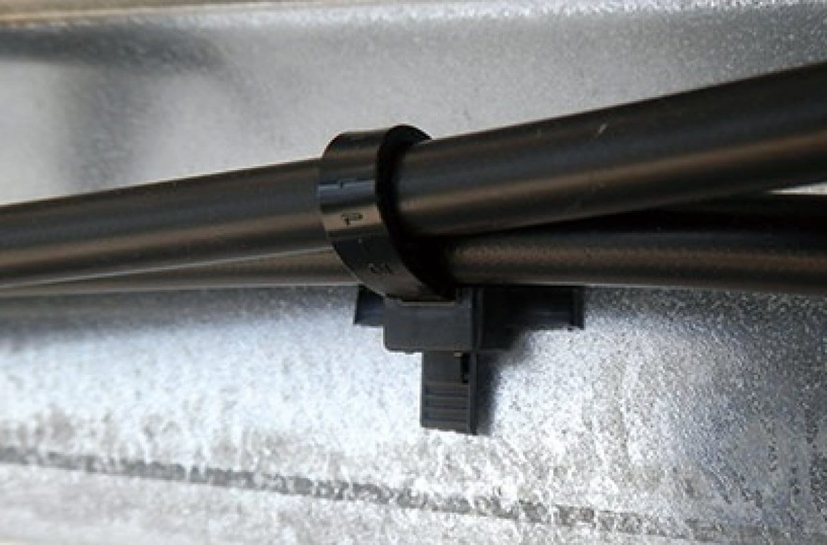 結束バンド ガルバロック・プッシュマウントタイ GLRT50RSF 100本入り （黒色 全長201mm×幅4.8mm 結束径Φ1.5〜Φ48mm） 耐候・耐熱・耐薬品グレード 高温・屋内外環境下