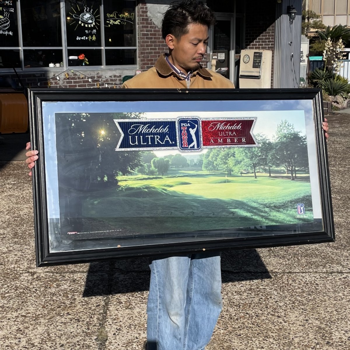 BIG Size!! Michelob Ultra × PGA TOUR Framed Advertising Pup Mirror