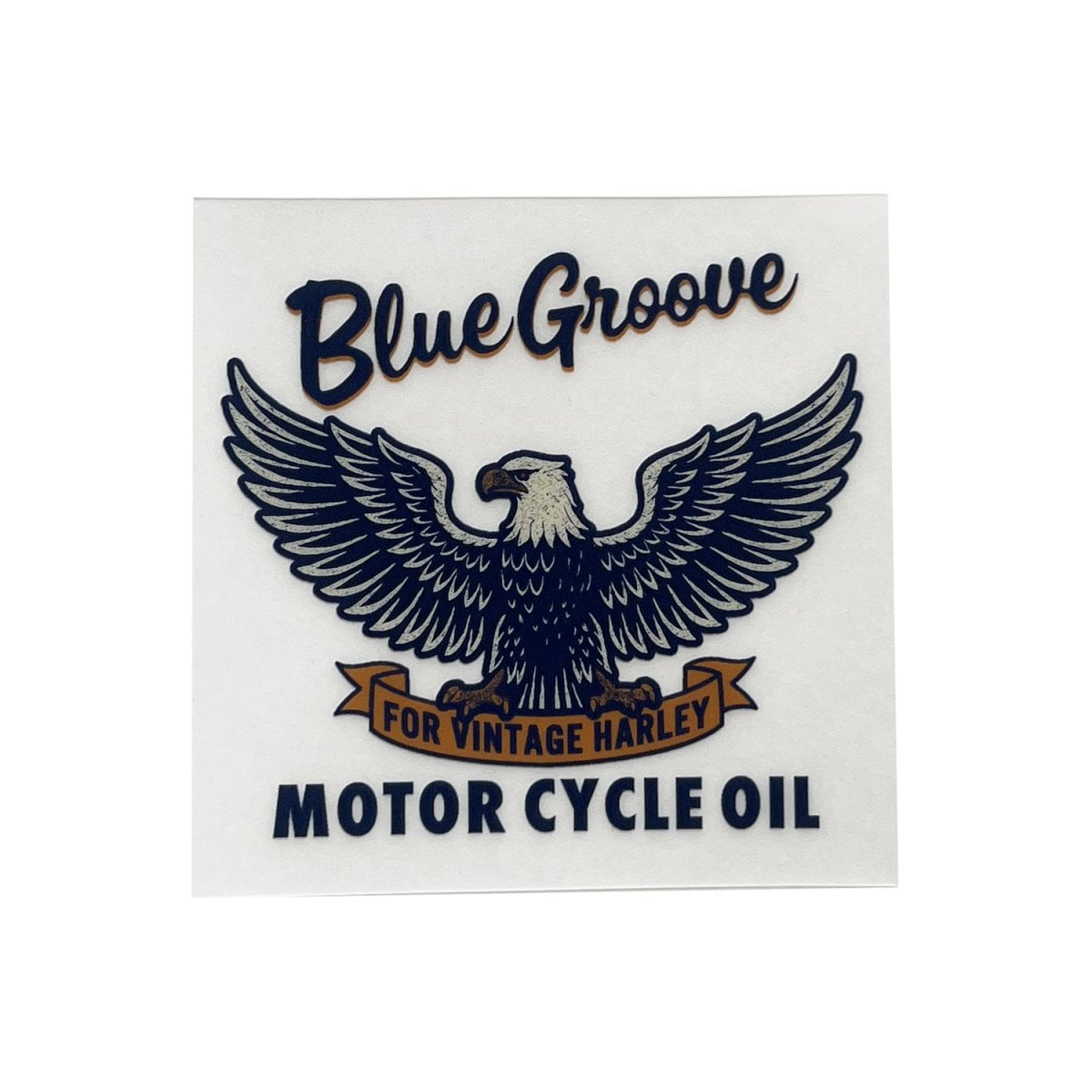 BLUE GROOVE MOTORCYCLE OIL STICKER - CLEAR